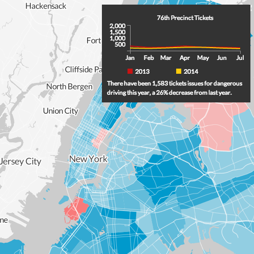 Tracking Tickets for Dangerous Driving, by Precinct | WNYC